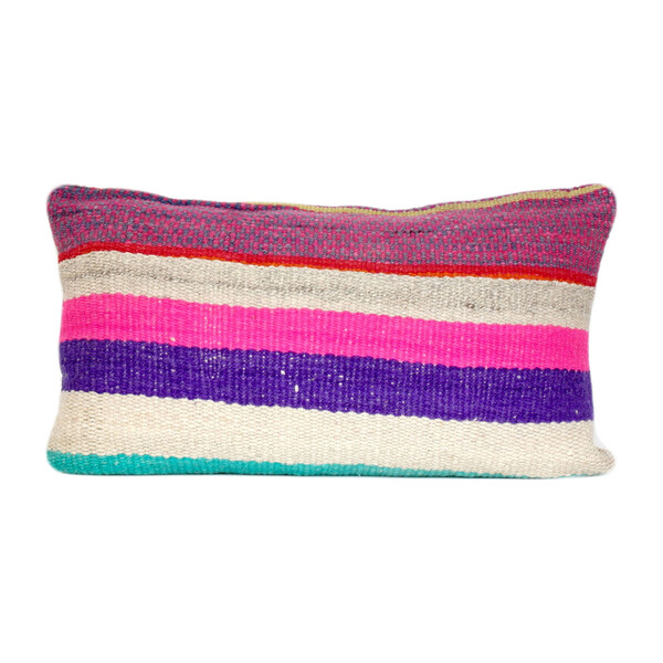 Large Heirloom Lumbar Pillow, Vibrant Stripe - Shupaca Decorative ...