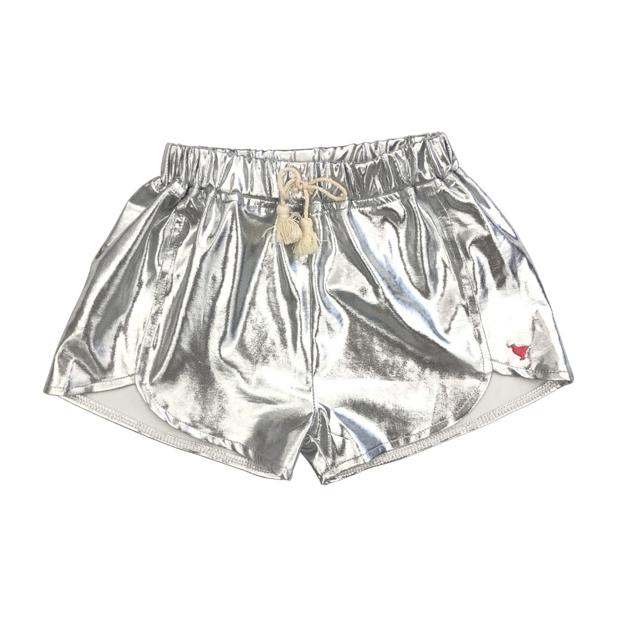 Millie Metallic Short, Silver - Kids Girl Clothing Shorts - Maisonette