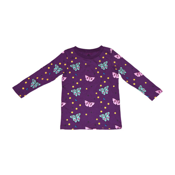 Papillon Print Long Sleeve Tee,Grape - Ice Cream Castles Tops | Maisonette