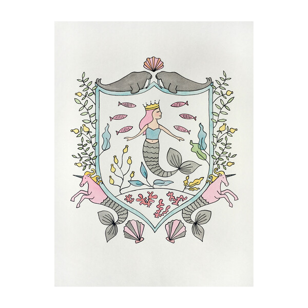 Mermaid Crest, 18" x 24" - Home Decor Art - Maisonette