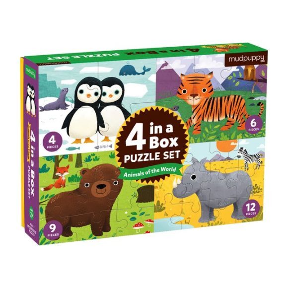 4 In A Box Puzzle Set, Animals of the World - Galison Puzzles | Maisonette