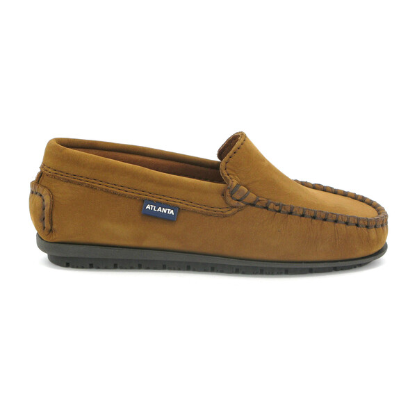 Plain Vamp Moccasin in Nubuck Leather, Camel - Atlanta Mocassin Shoes ...