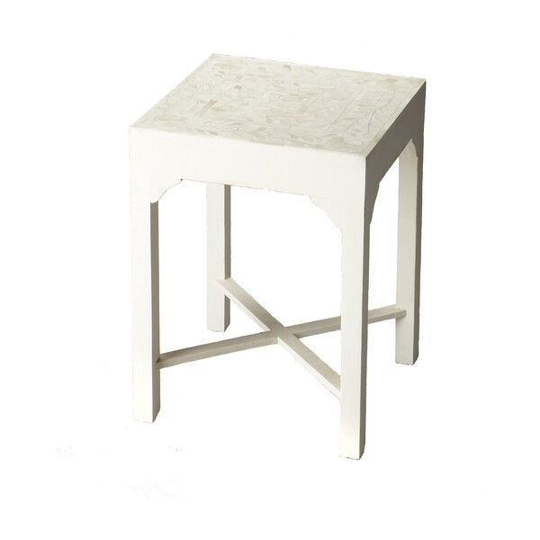 Vanessa Bone Inlay Side Table, Cream - Butler Nightstands & Accent ...