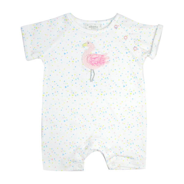 Crochet Flamingo Confetti Babyvest - Albetta Rompers | Maisonette