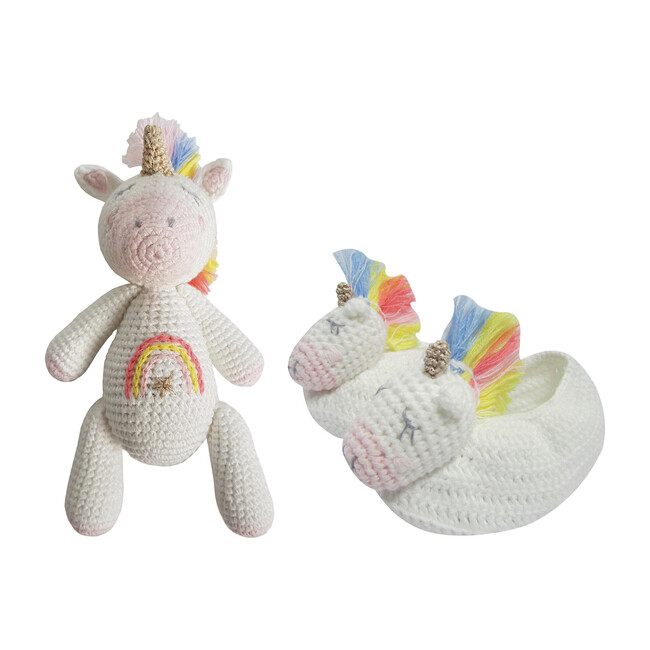 Crochet Unicorn Star Rattle Doll & Booties - Albetta By Age | Maisonette
