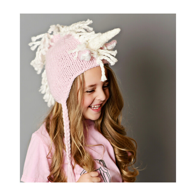 Ella Unicorn Knit Hat, Pink & White - Baby Girl Accessories Hats ...