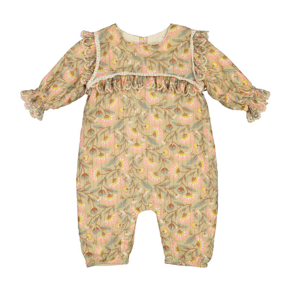 Macesti Jumpsuit, Khaki Folk Flowers - Louise Misha | Maisonette