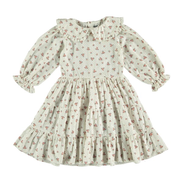 Puff Sleeve Flower Dress, Off White - Kids Girl Clothing Dresses ...