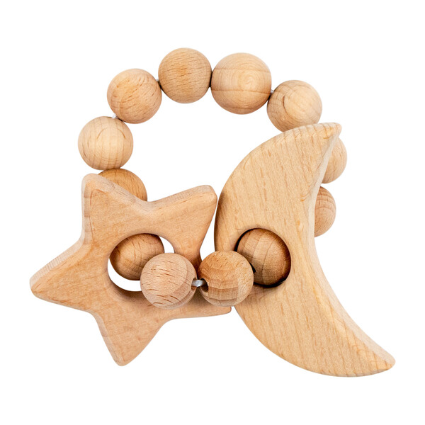 Wooden Teether, Star & Moon - Bebe Au Lait Teethers & Rattles | Maisonette