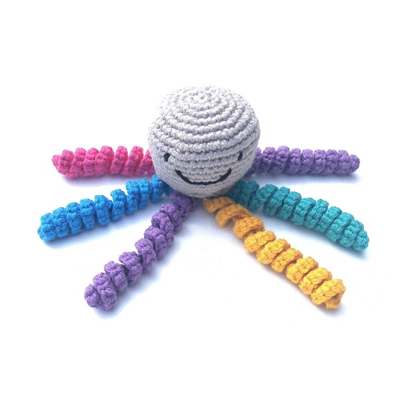 Cotton Hand Knit Baby Toy, Jelly Fish Multi - Cabbages & Kings Infant ...