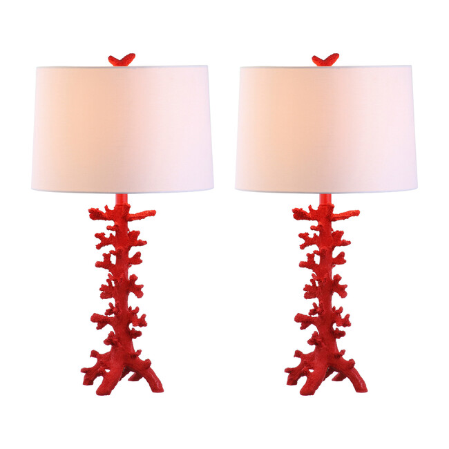 Set of 2 Romilly Coral Table Lamps, Red - Lighting | Maisonette