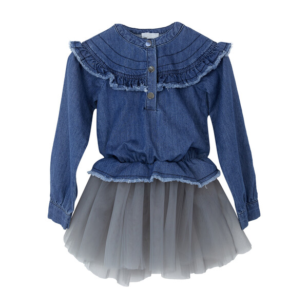 Denim Tutu Dress, Blue - Kids Girl Clothing Dresses - Maisonette