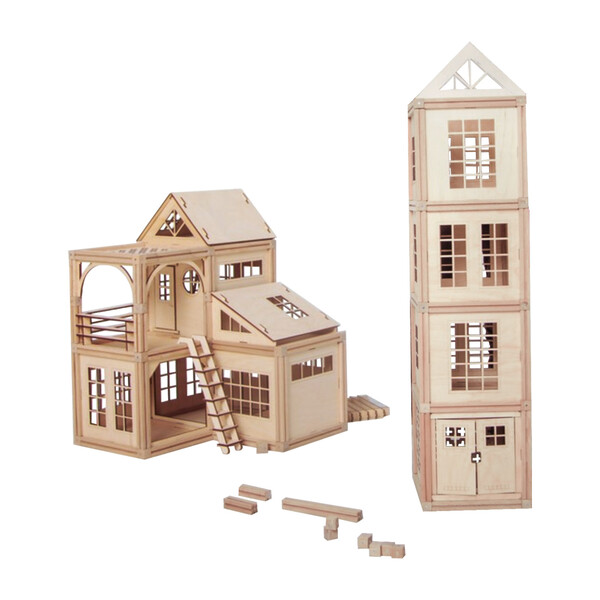 Magnetic Dollhouse Building Set - Smart Wood Toys Dollhouses ...