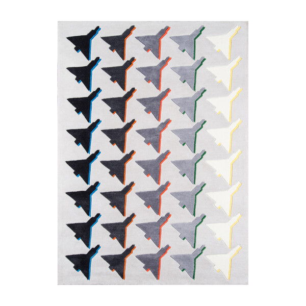 Lulu Airplane Houndstooth Hand-Tufted Rug, Grey - Home Decor Rugs ...