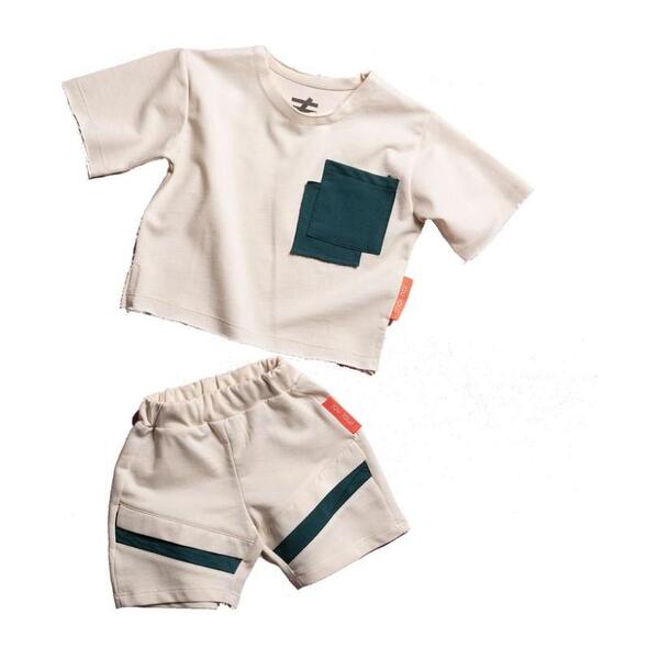 Baby D-Pocket Outfit Set, Beige - Baby Girl Clothing Basics - Maisonette