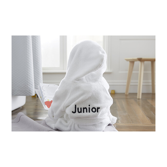 Jr. Hooded Toddler Bath Robe, White - RiLEY Jr. Towels & Robes | Maisonette