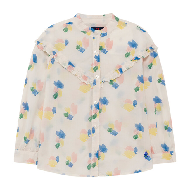 Cuckoo Blouse, White Strokes - Kids Girl Clothing Tops - Maisonette
