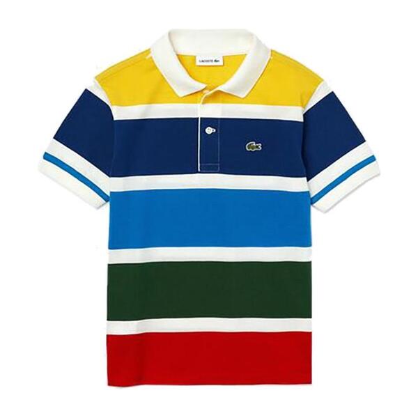 Multicolor Striped Polo, White - Lacoste Tops | Maisonette