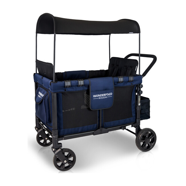 Multifunction 4 Seater Quad Stroller Wagon with Raised Seats, Navy ...