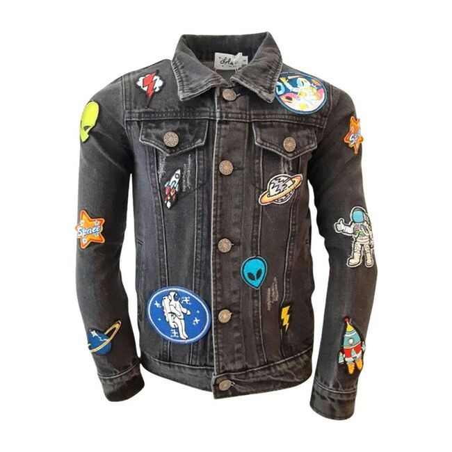 Interstellar Patched Jacket, Denim - Kids Girl Clothing Outerwear ...