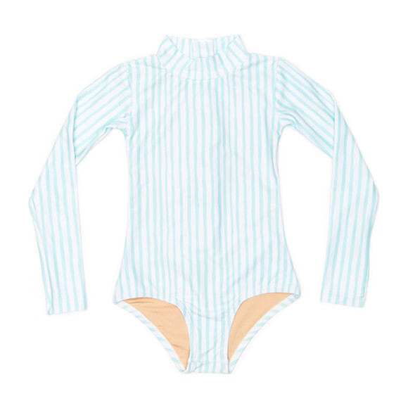 Mini Kelly Girls LS One Piece Swimsuit, Sea Glass Stripe - Mott50 Mommy ...