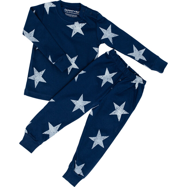 White Star Pajama Set, Navy - Sammy + Nat Sleepwear | Maisonette