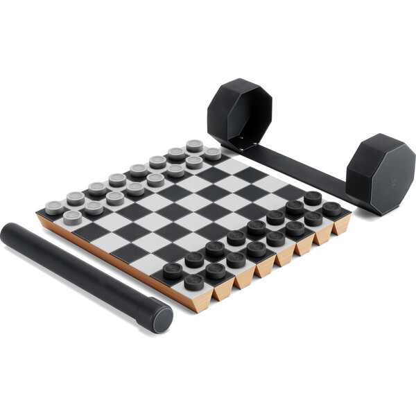 Rolz Portable Chess/Checkers Set, Black/White - Umbra Accents | Maisonette