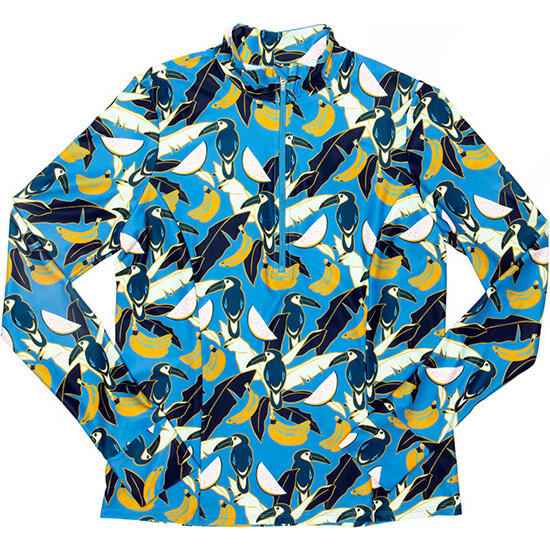 Women's Cicely Quarter Zip Mock Neck Rash Guard, Tropical Oasis ...