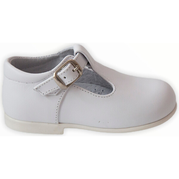 Leather T-Bar Party Shoe, White - Bee nene Exclusives | Maisonette