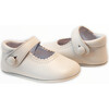 Leather Mary Jane Crib Shoe, Beige - Bee nene Exclusives | Maisonette