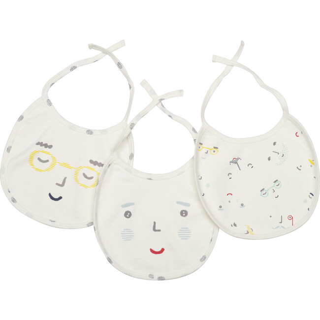 Set of 3 Peek-A-Boo Bibs, Blue Faces - Pehr Bibs | Maisonette