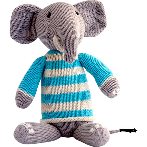 Elephant in Sweater, Grey/Blue - Melange Collection Plush | Maisonette