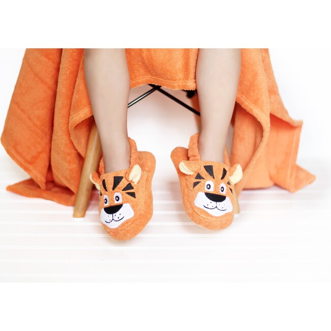Tiger Slippers, Orange - Yikes Twins Robes & Slippers | Maisonette