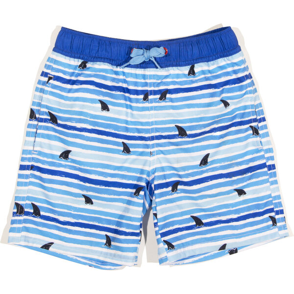 Archie Shark Swim Trunk, Blue Stripes - Egg New York Swim | Maisonette