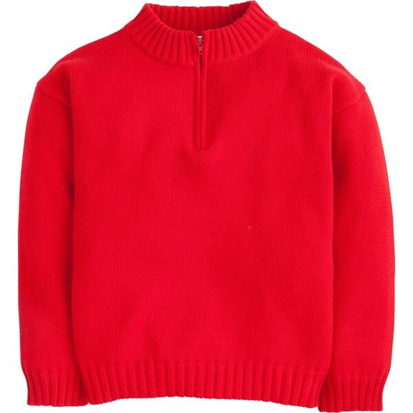 Quarter Zip Sweater, Red - Little English Tops | Maisonette