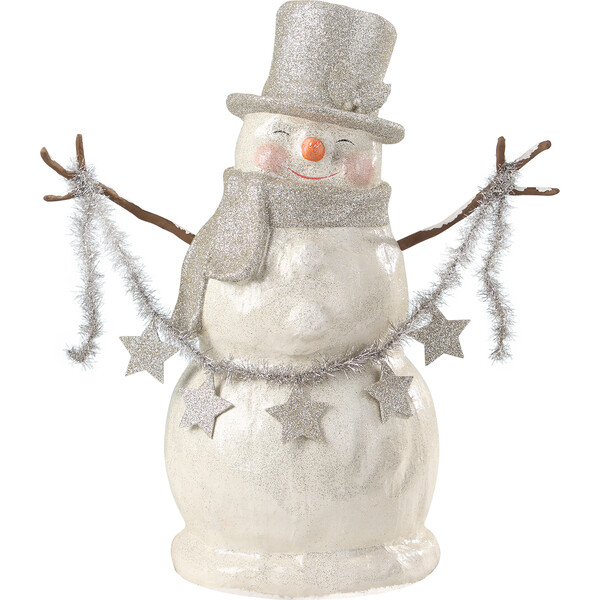 Platinum Smiley Snowman Paper Mache - Bethany Lowe Designs Accents ...