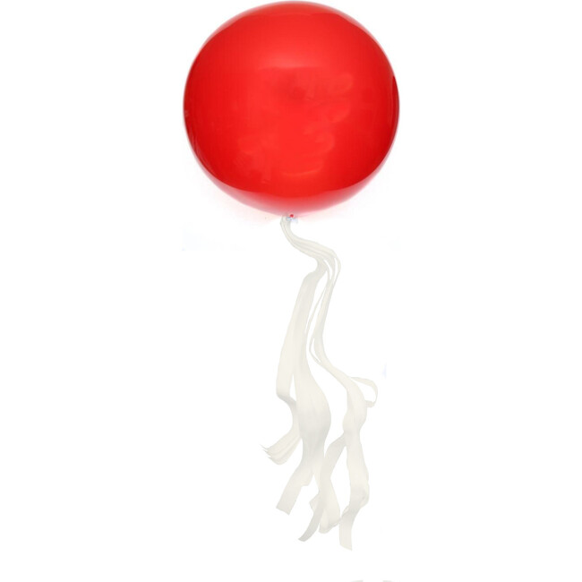 Solid Jumbo Balloon with White Streamer Tassel Kit, Red - Party Pickup ...
