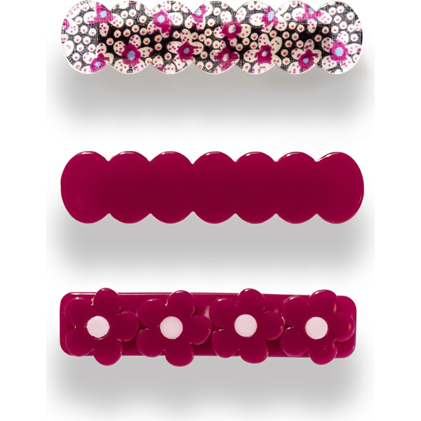 Burgundy Flowers Alligator Clips - Lilies & Roses Hair Accessories ...