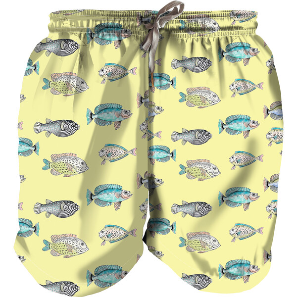 Yellow Scales Boys Shorts, Yellow - Mola Mola Swim | Maisonette