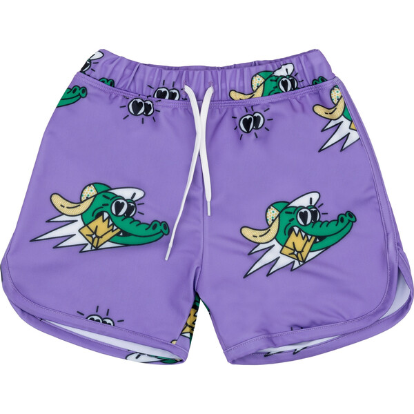 Swim Shorts Golden Gator Purple - Jelly Alligator Shorts | Maisonette