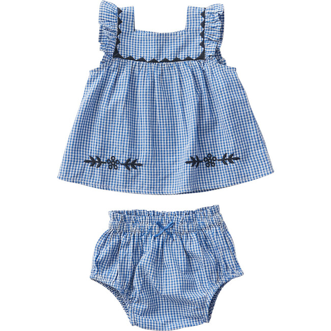 Marabelle 2 Piece Set, Navy Moni Gingham - Pink Chicken Tops | Maisonette