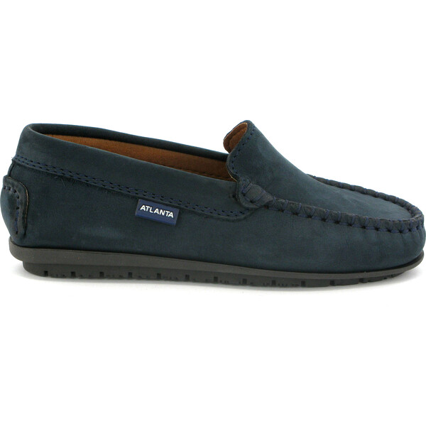 Plain Vamp Moccasin in Nubuck Leather, Navy - Atlanta Mocassin Shoes ...
