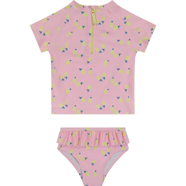 UPF 50 Girls Lemon Swim Suit, Pink - Andy & Evan Swim | Maisonette