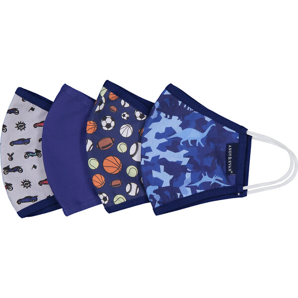 Boys 4-Pack Child Face Masks, Navy Prints - Andy & Evan Face Masks ...