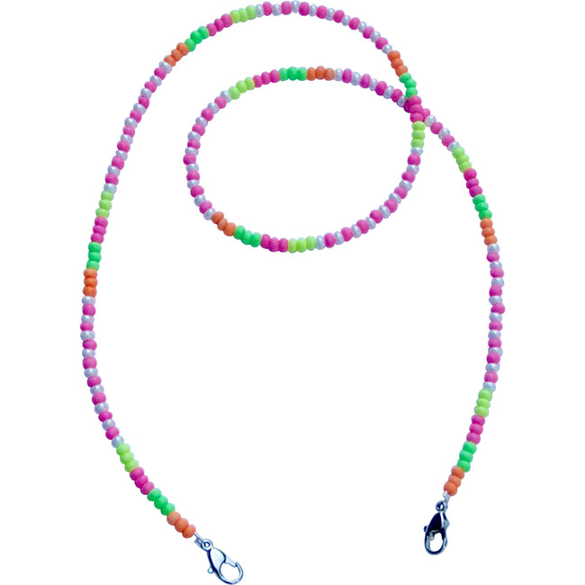 Beaded Face Mask Chain, Neon Multi with Pink & White Stripes - Risa's ...