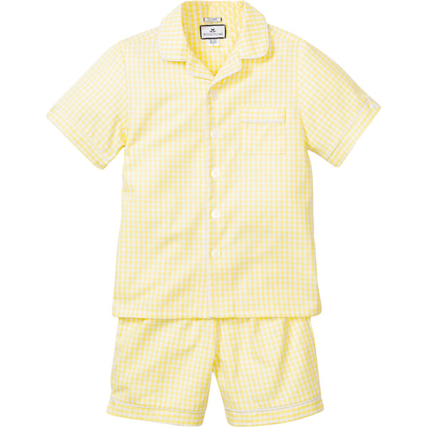 Short Pajama Set, Yellow Gingham - Petite Plume Sleepwear | Maisonette