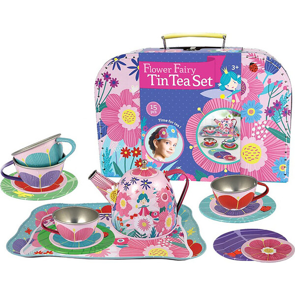 Flower Fairy Tin Tea Set - Bright Stripes Educational Toys | Maisonette