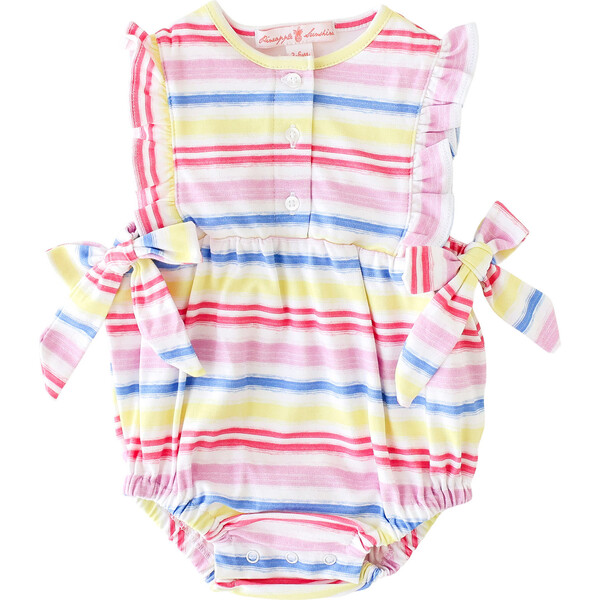 Rainbow Stripe Side Tie Bubble - Pineapple Sunshine Rompers | Maisonette