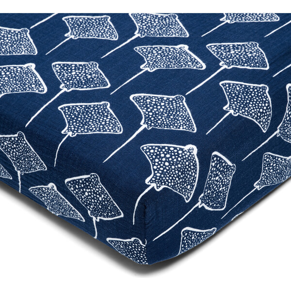 Stingray Crib Sheet, Denim - Lewis Sheets | Maisonette