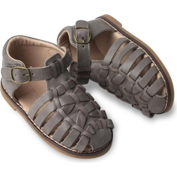 Leather Indie Sandal, Slate - Consciously Shoes & Booties | Maisonette